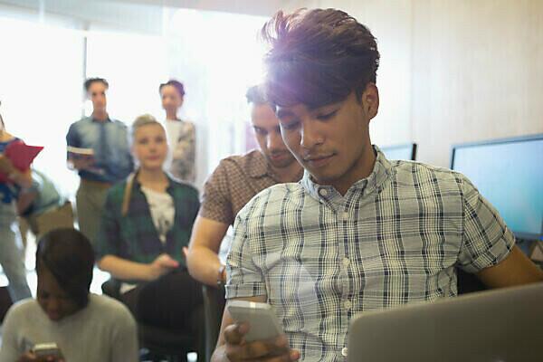 College Students Texting In Class